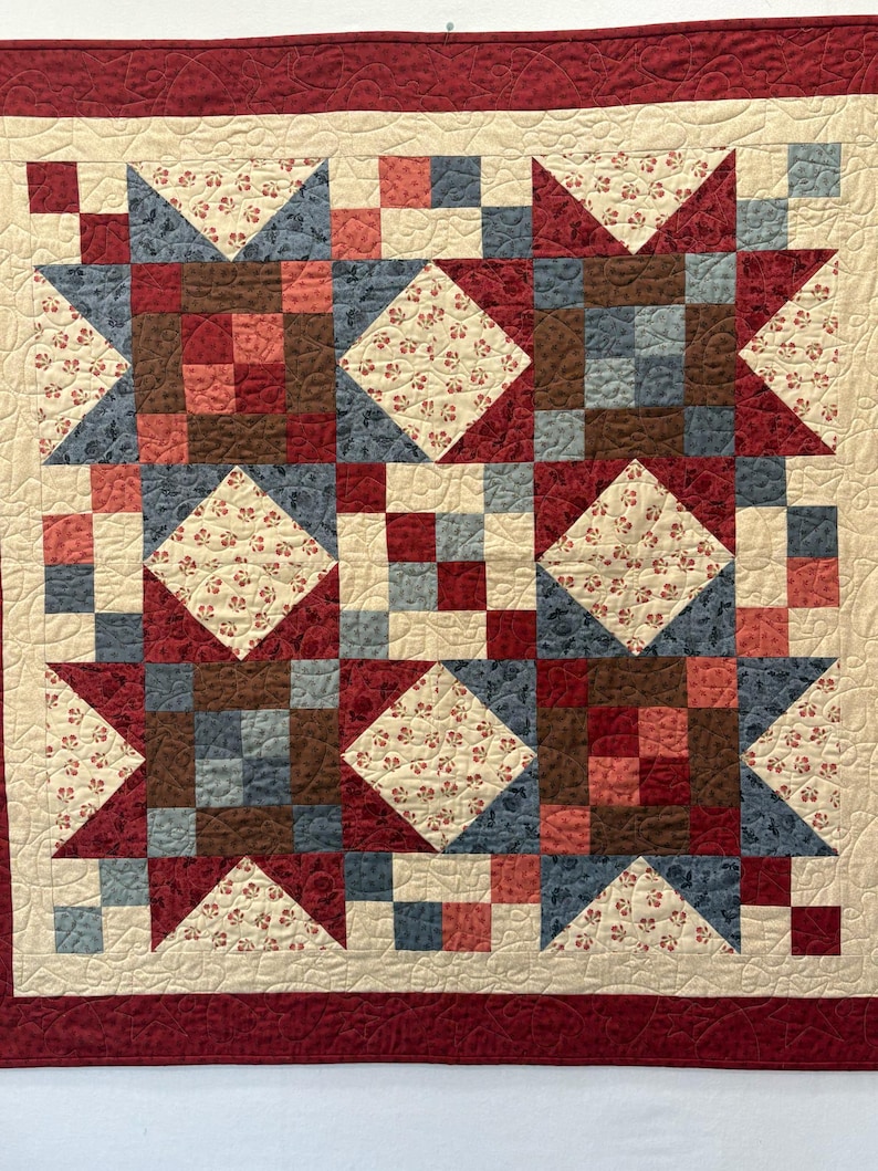 Americana Star Quilt: Handmade Cotton Throw 46" X 46" - Etsy