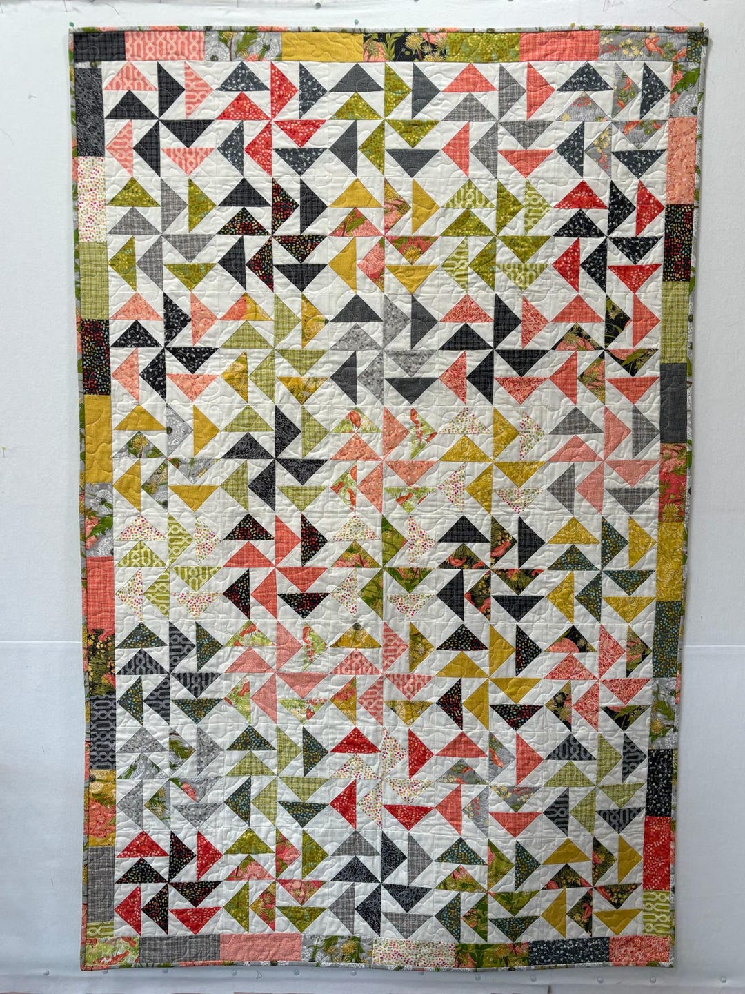 Flying Geese and Pinwheels - Bright Modern Throw for Spring & Summer - Etsy