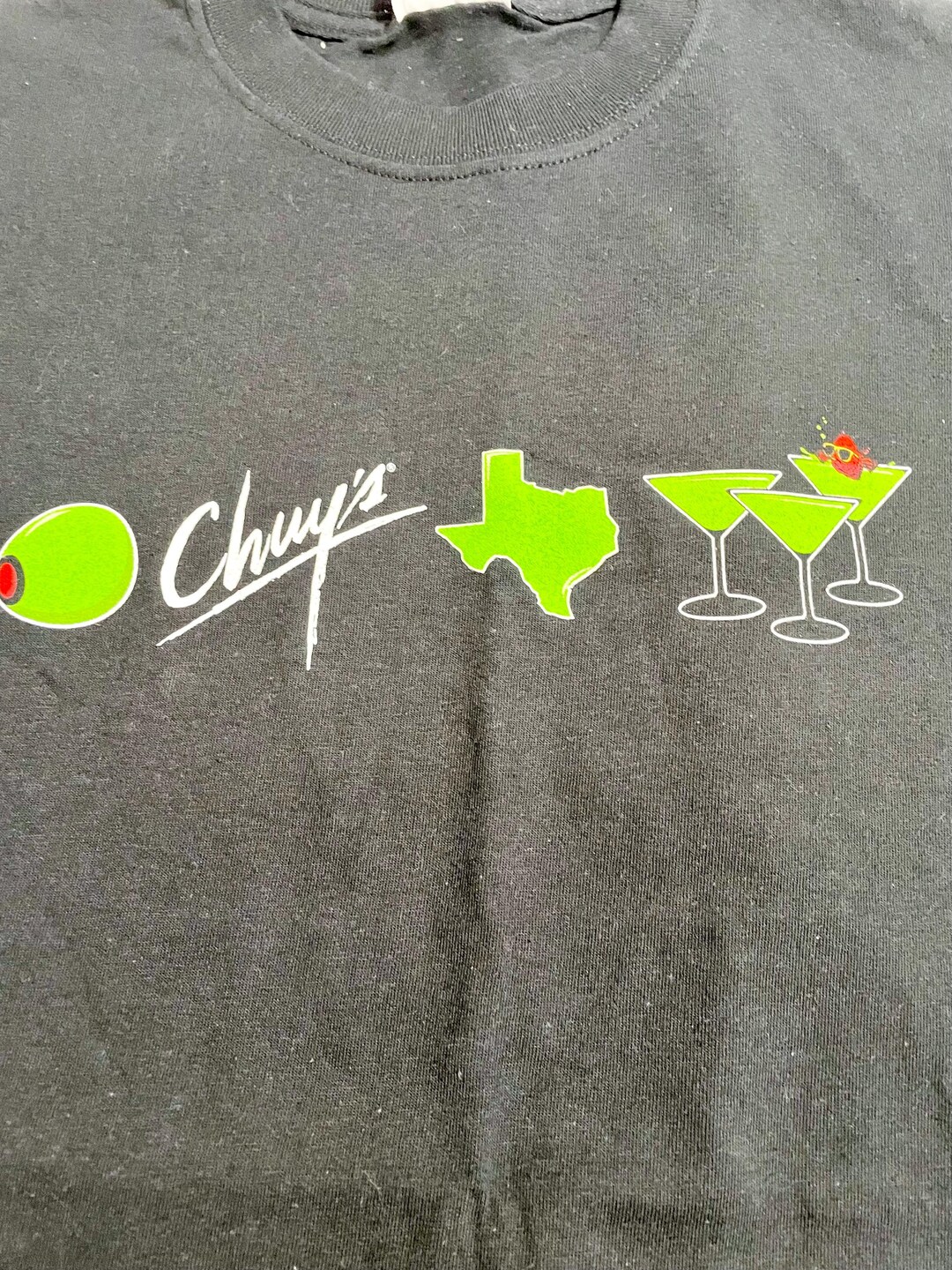 NOS CHUY'S San Antonio Black Martini Cotton Shirt Large Viatran - Etsy