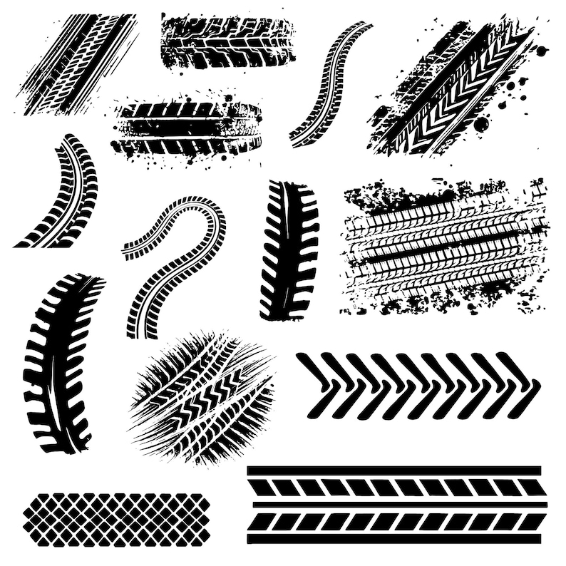 Tire Track Svg Bundle, Tire Track Pattern Clipart, Tire Dirt Marks ...