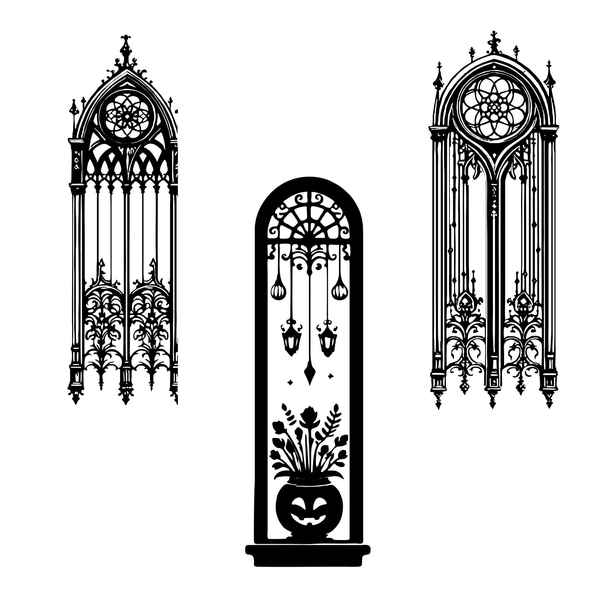 Gothic Windows Bundle Svg, Gothic Windows Clipart, Window Cut Files for ...