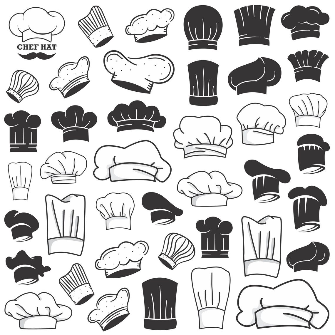Chef Hat Svg Bundle, Chef Cap Clipart, Cook Hat Vector, Chef Hat Decal ...