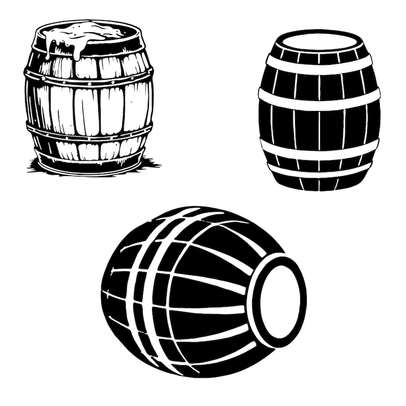 Barrel Svg Bundle, Barrel Clipart, Wood Barrel Vector, Barrel Decal ...
