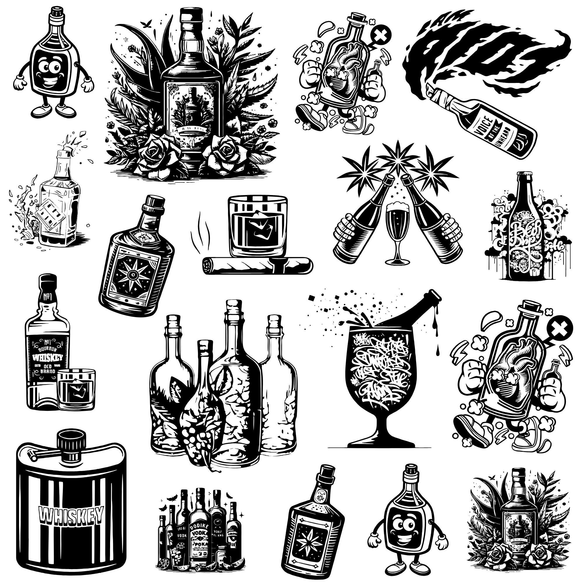 Alcohol Svg Bundle, Wine PNG, Vodka Svg Bundle, Wine Svg, Beer Svg ...
