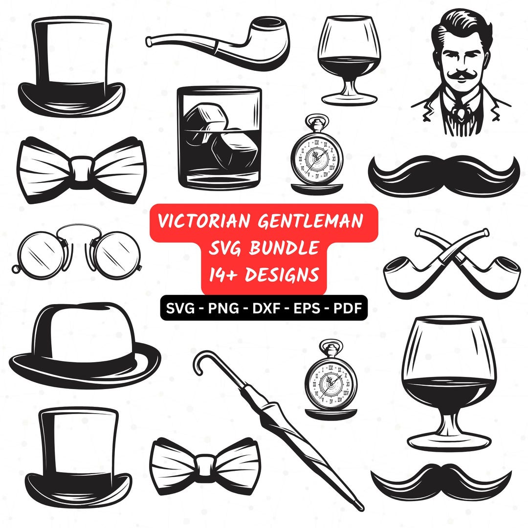 Victorian Gentleman SVG Bundle, Vintage Man Clipart, Elegant Vintage ...