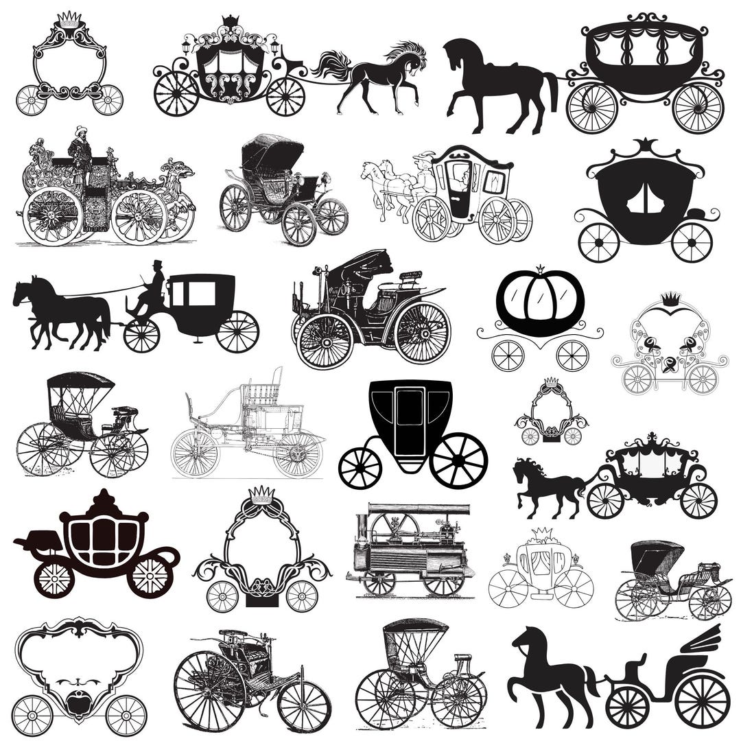 Carriage Svg Bundle, Horse Carriage Clipart, Carriage Vector, Vintage ...