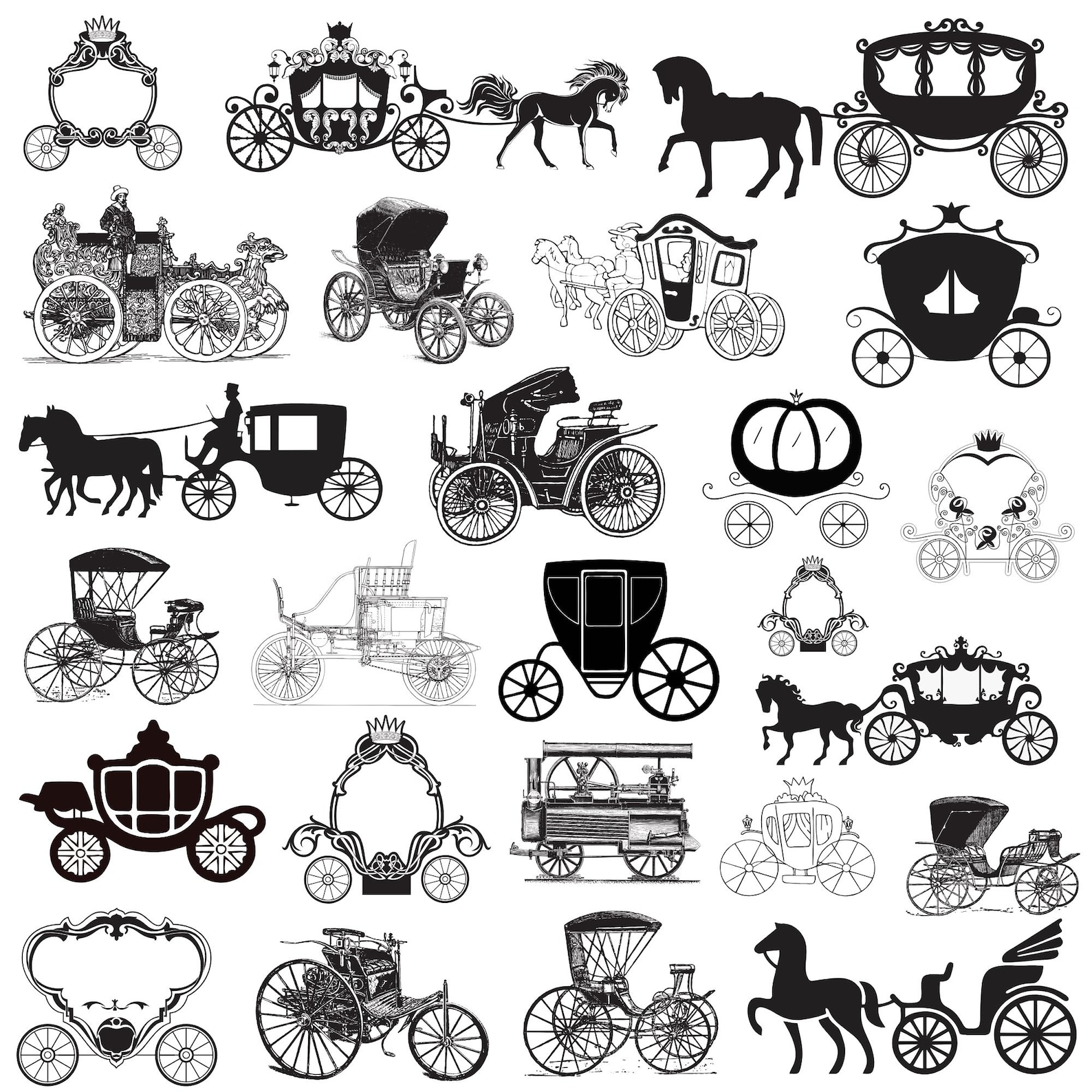 Carriage Svg Bundle, Horse Carriage Clipart, Carriage Vector, Vintage ...
