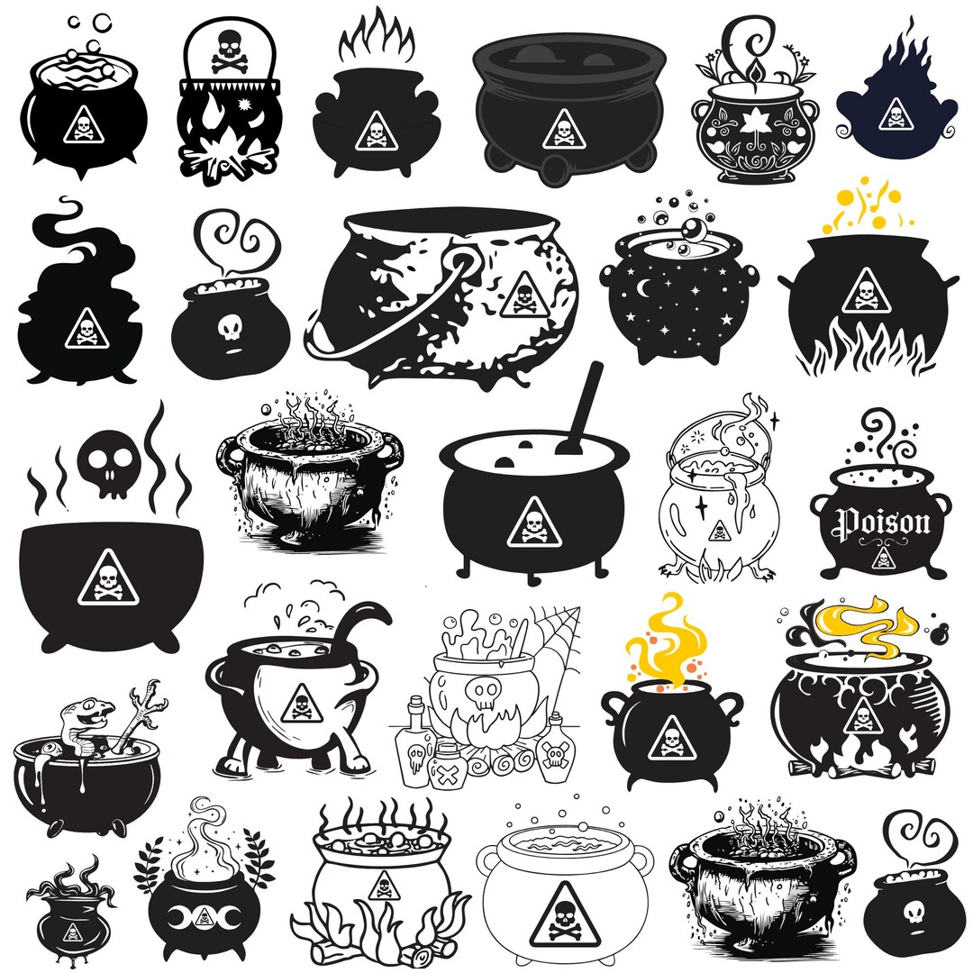 Cauldron Svg Bundle, Halloween Clipart, Witches Cauldron Vector ...