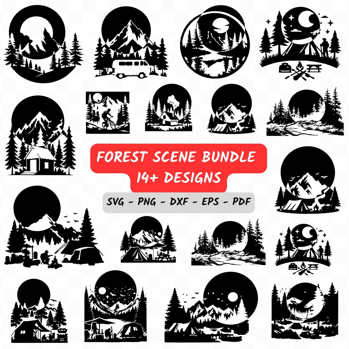Forest Scene Svg Bundle, Nature Svg, Forest Landscape Svg, Woodland Svg ...