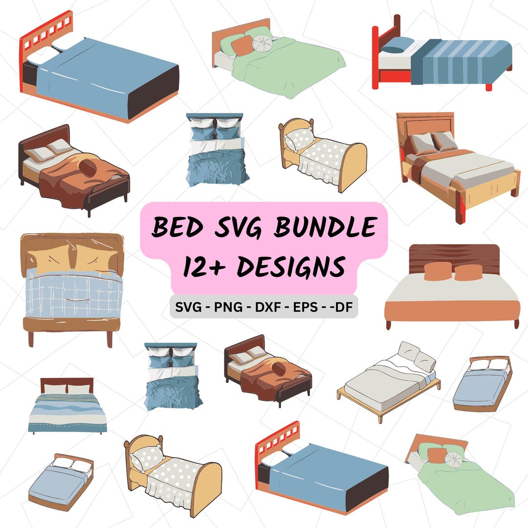 Bed Svg, Furniture Clipart, SVG Files for Cricut, Bedroom Clipart, Bed ...