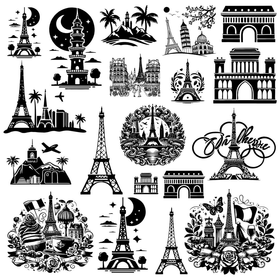 Paris France Bundle, Vintage Paris Bundle, Paris Lover, Eiffel Tower ...