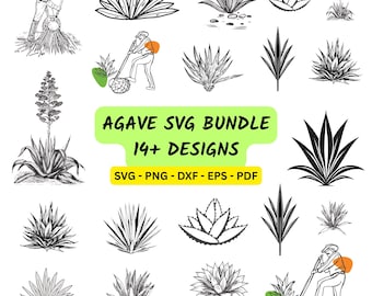 Agave SVG Bundle, Agave Outline, Agave Clipart, Agave Plant Svg, Agaves ...