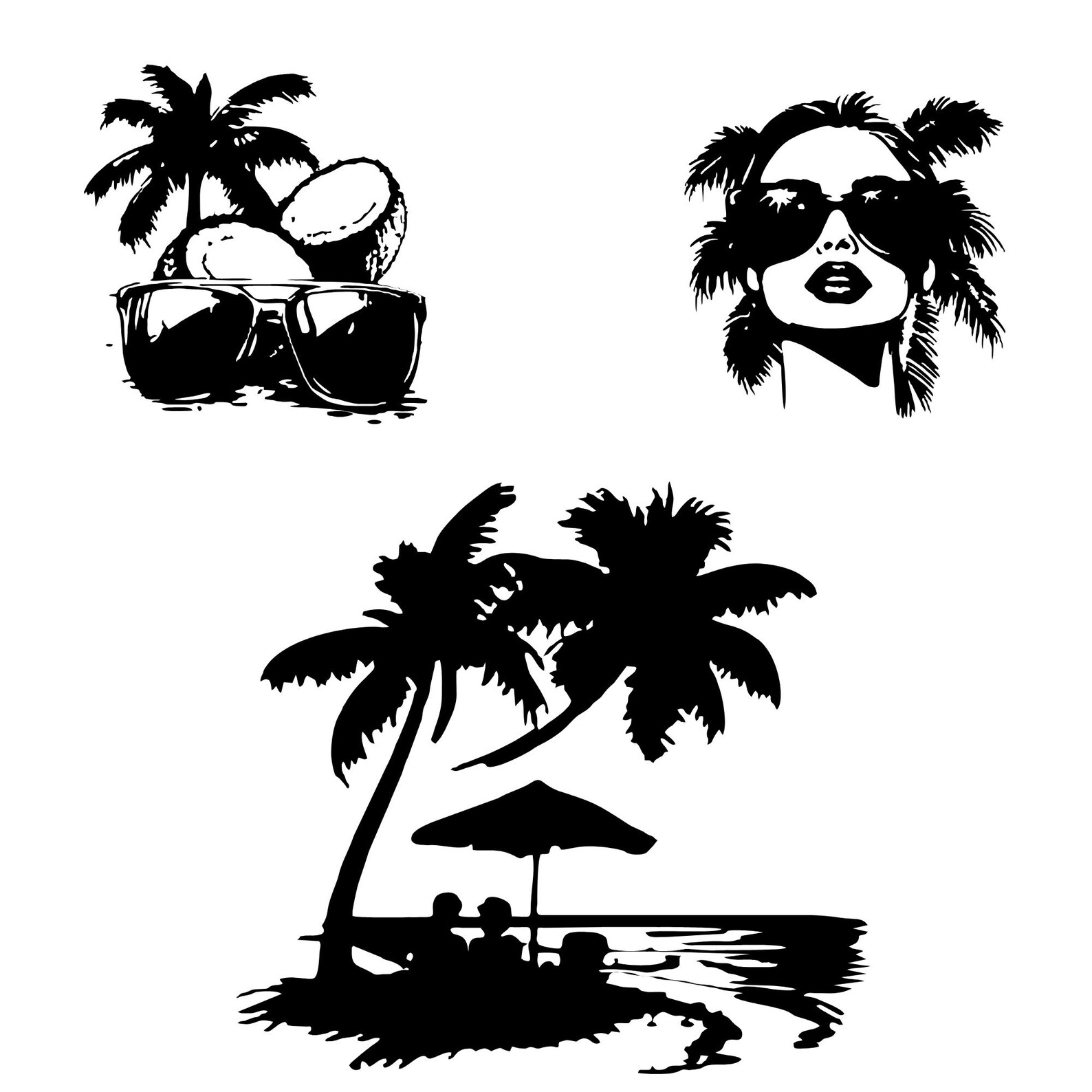 Beach Scene Svg Bundle, Beach Clipart, Summer Beach Vector, Beach Scene ...