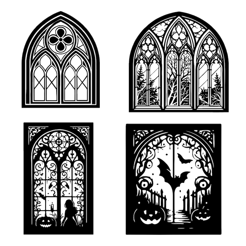 Gothic Windows Bundle Svg, Gothic Windows Clipart, Window Cut Files for ...