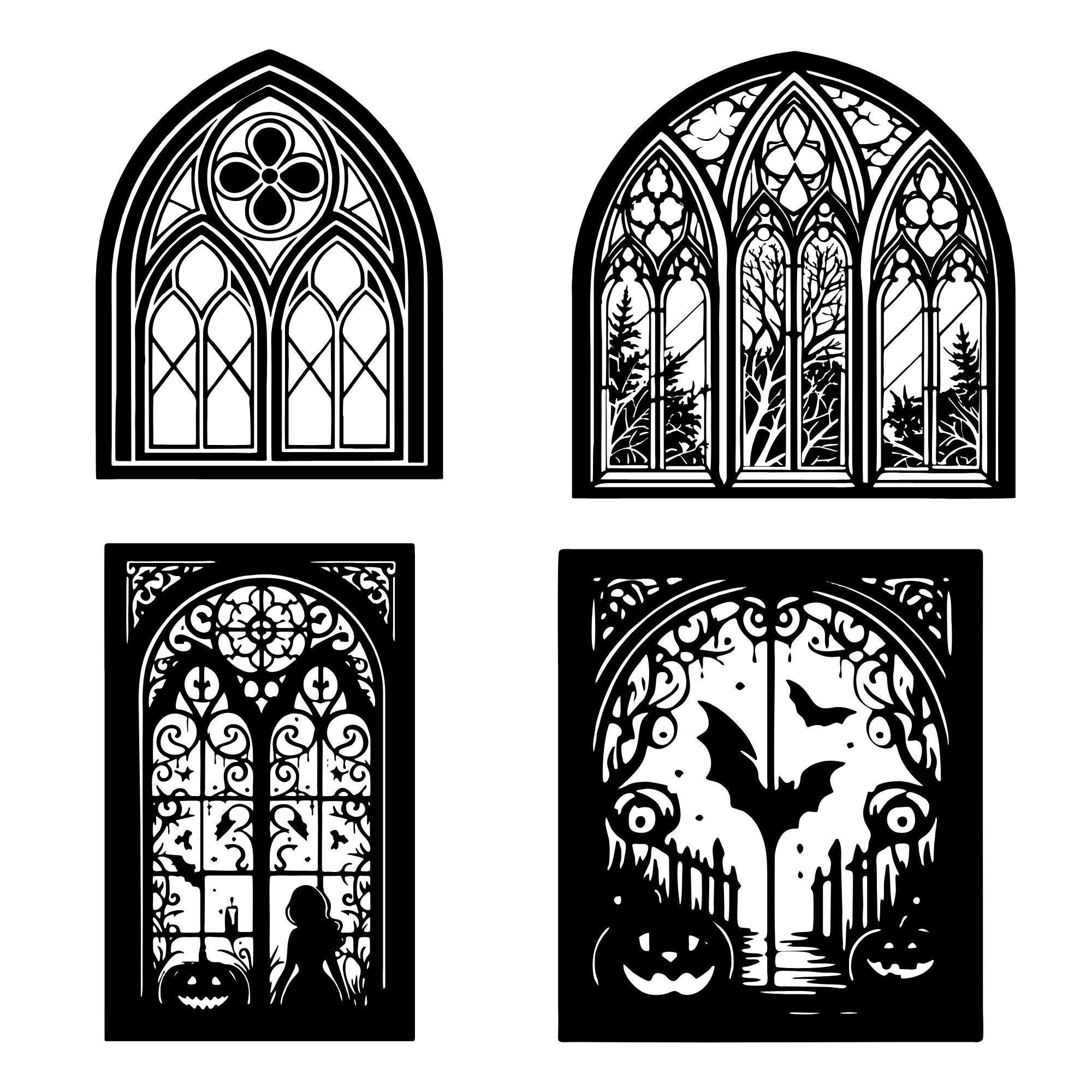 Gothic Windows Bundle Svg, Gothic Windows Clipart, Window Cut Files for ...