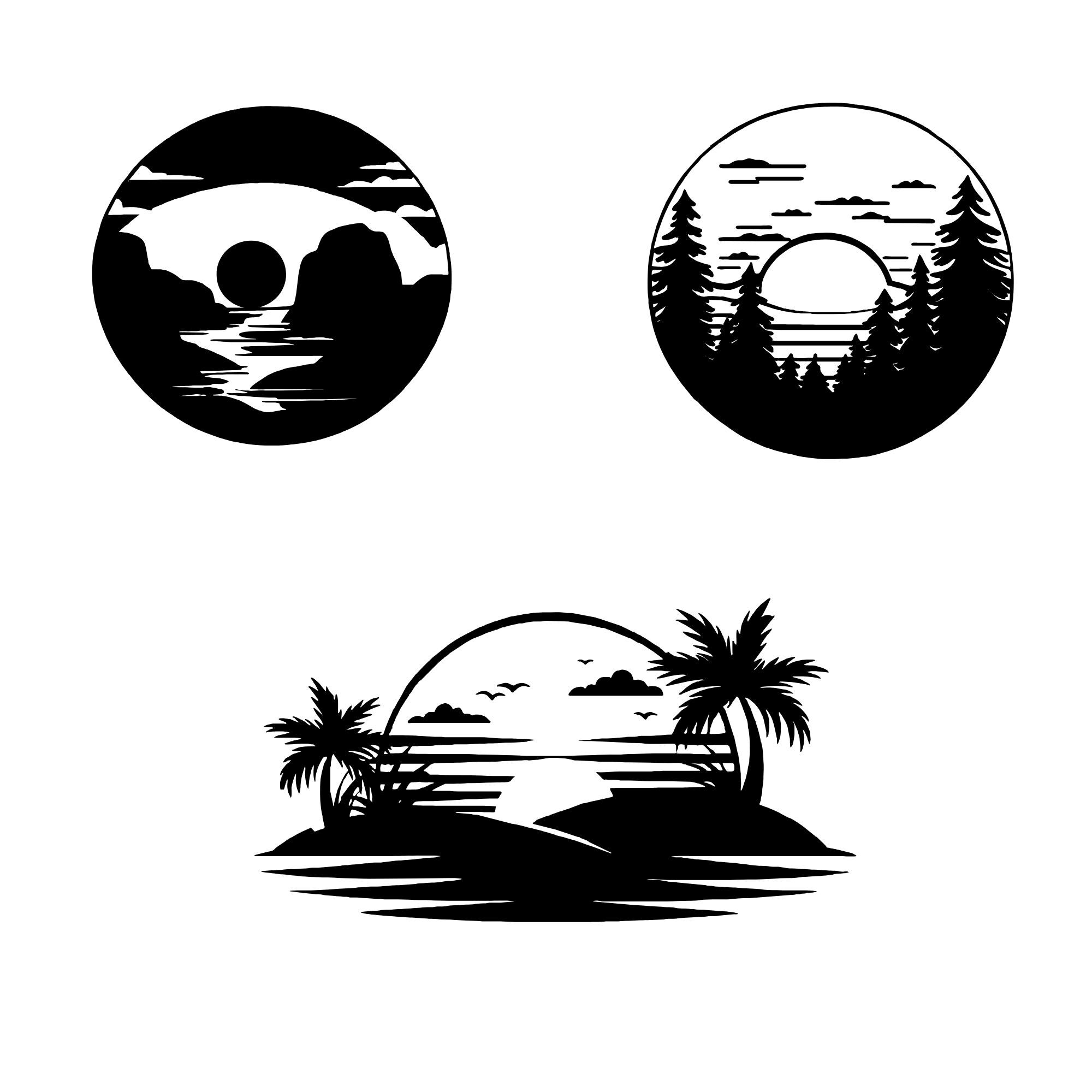 Sunset Svg Bundle, Sunrise Scene Clipart, Sunset Vector, Sunrise Decal ...