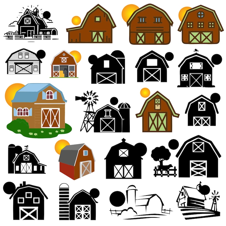 Barn Svg Bundle, Farm Barn Clipart, Barn House Vector, Farm Life Decal ...