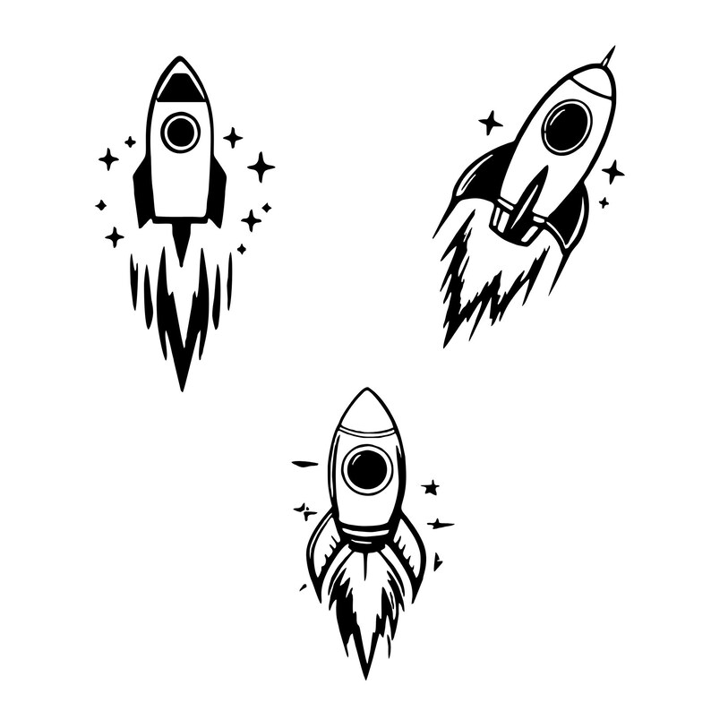 Rocket Svg Bundle, Rocket Clipart for Cricut, Spaceship Vector, Space ...