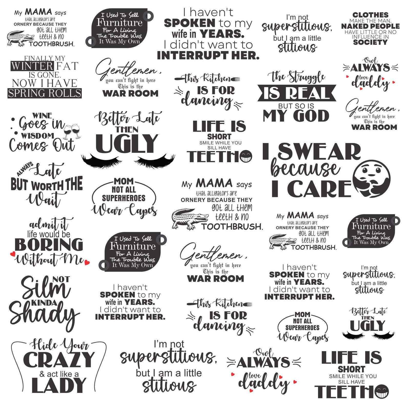 Sarcastic Svg Bundle, Funny Clipart, Sarcasm Vector, Sassy Decal ...