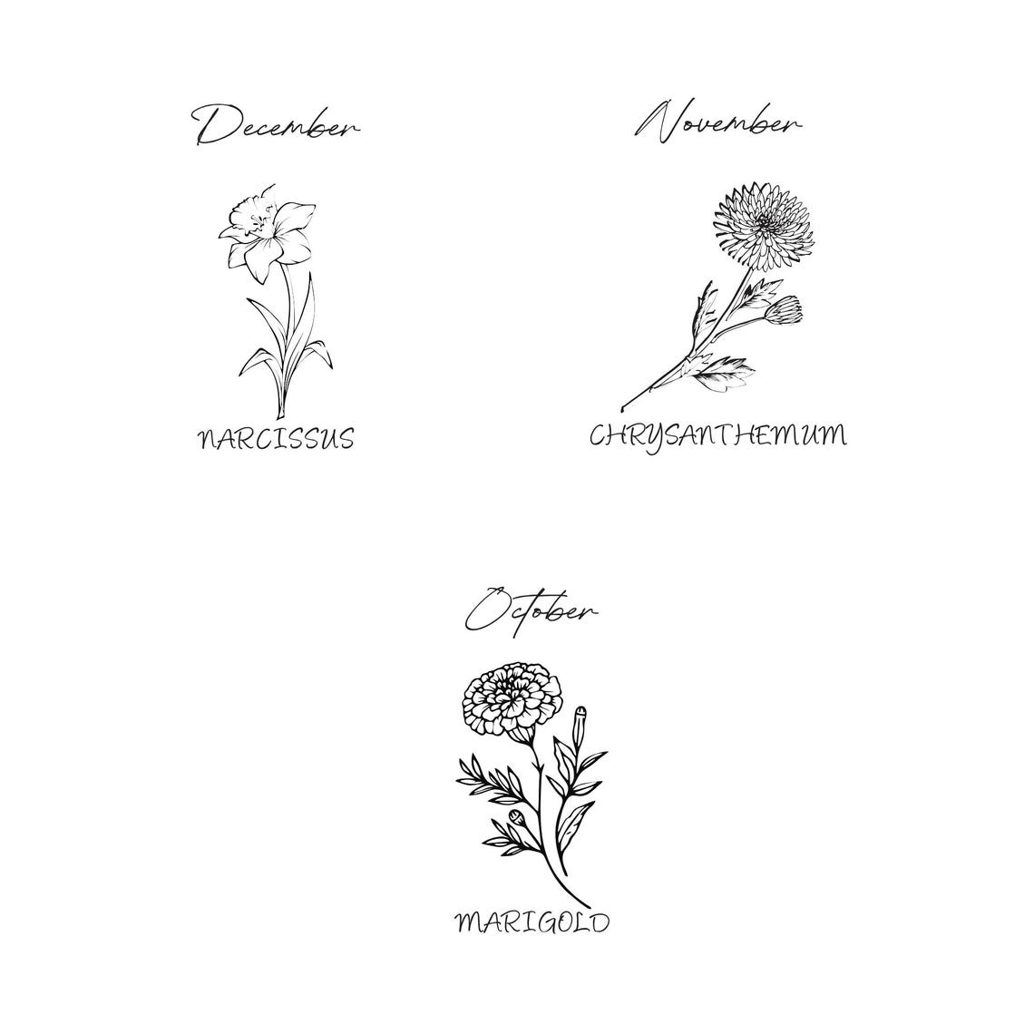 Birthmonth Svg Bundle, Flower Bouquet Clipart, Birth Flower Vector ...