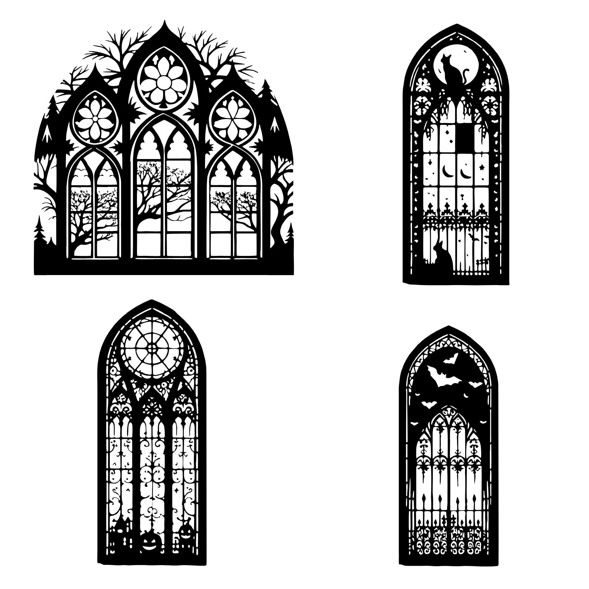 Gothic Windows Bundle Svg, Gothic Windows Clipart, Window Cut Files for ...