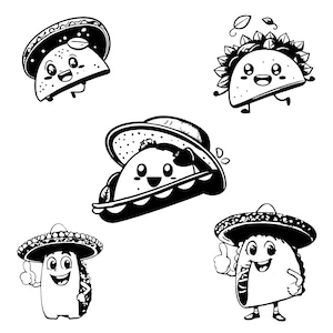 Taco SVG Bundle, Tacos SVG Files for Cricut, Tacos Cut File, Taco Outline, Snacks Items Svg ...