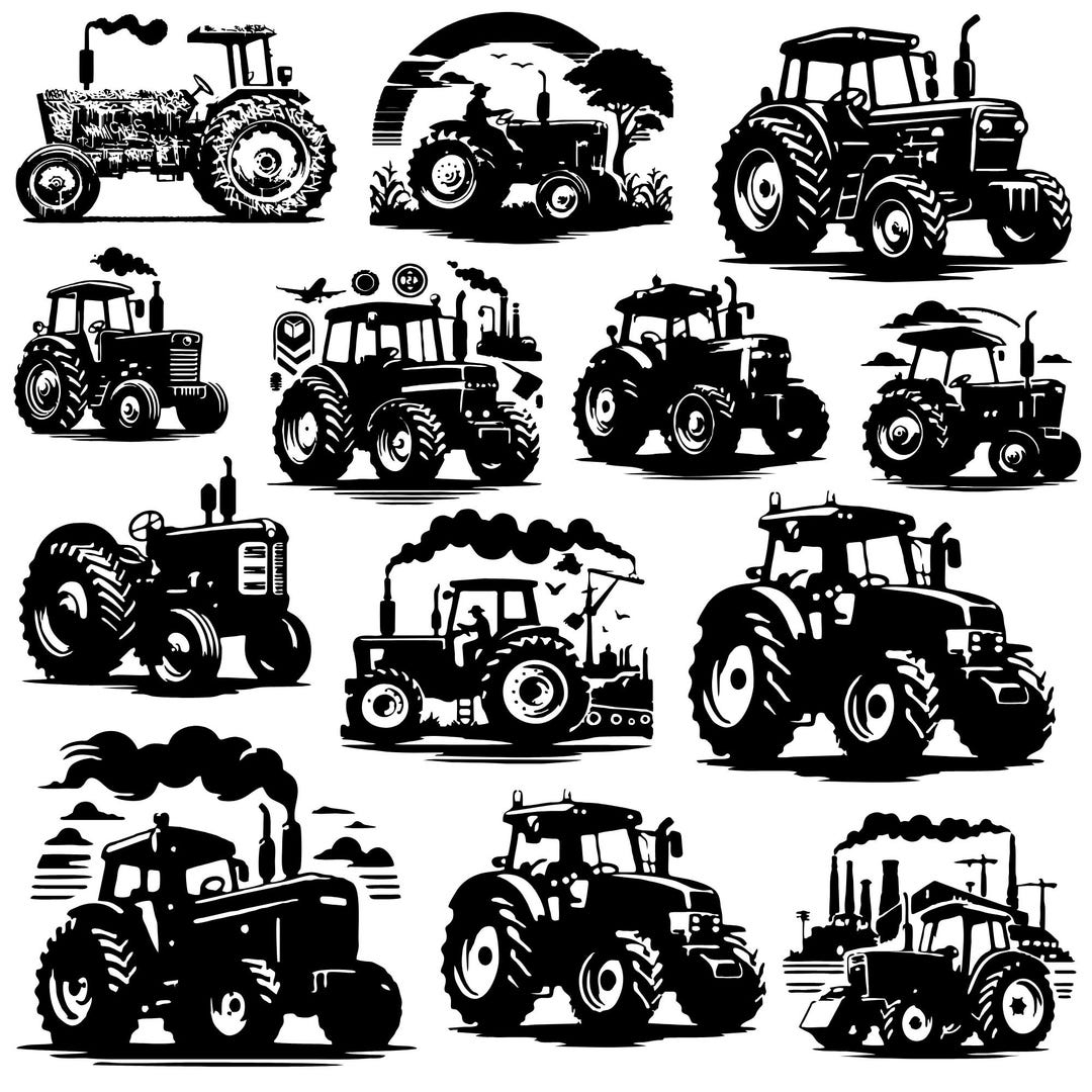 Tractor Svg Bundle, Farm Scene Clipart, Tractor Vector, Truck Decal ...