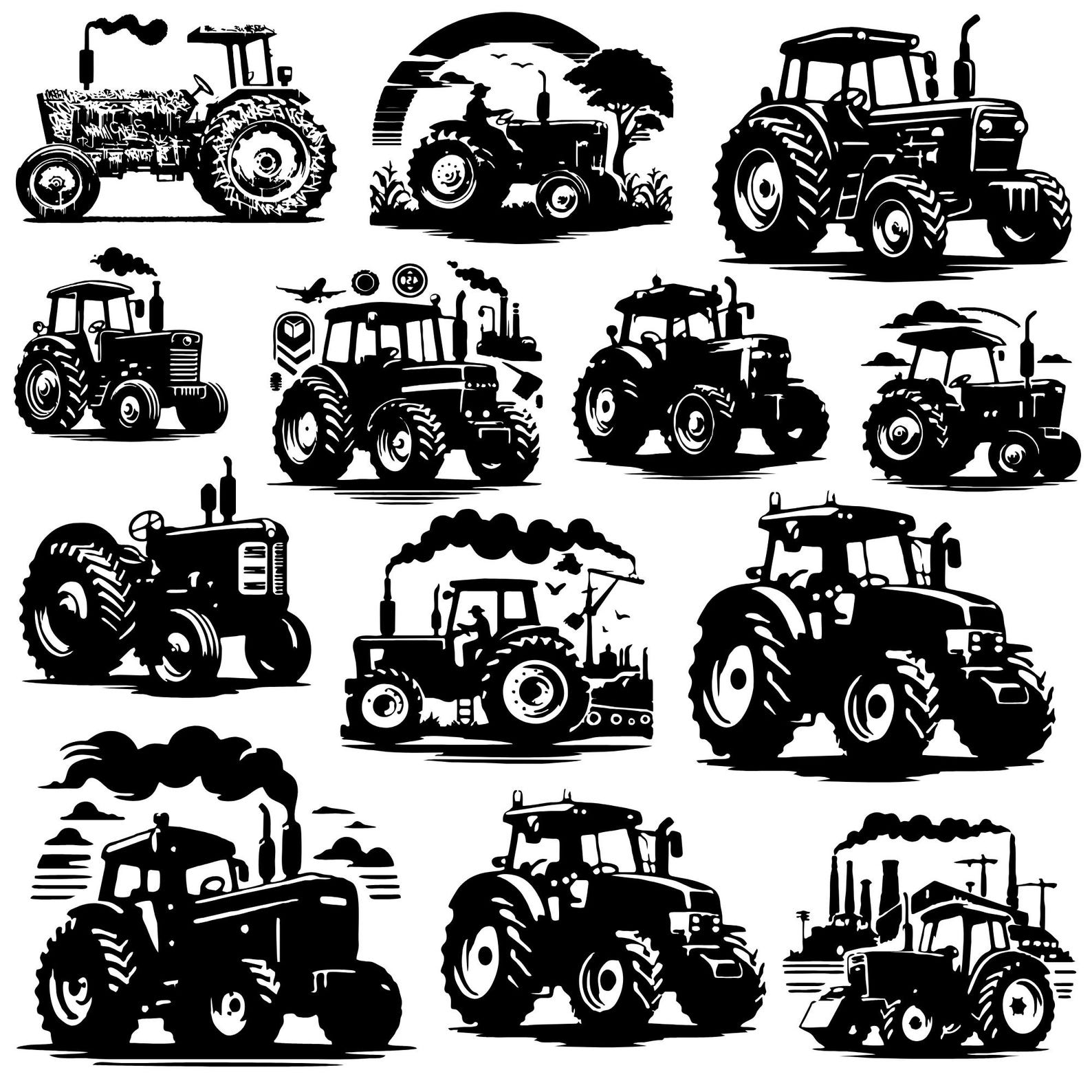 Tractor Svg Bundle, Farm Scene Clipart, Tractor Vector, Truck Decal ...