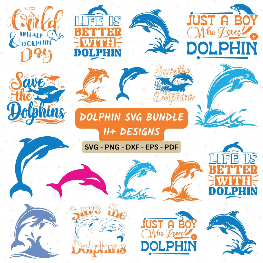 Dolphin Svg Bundle, Dolphin Clipart, Dolphin Cricut, Dolphin Silhouette ...