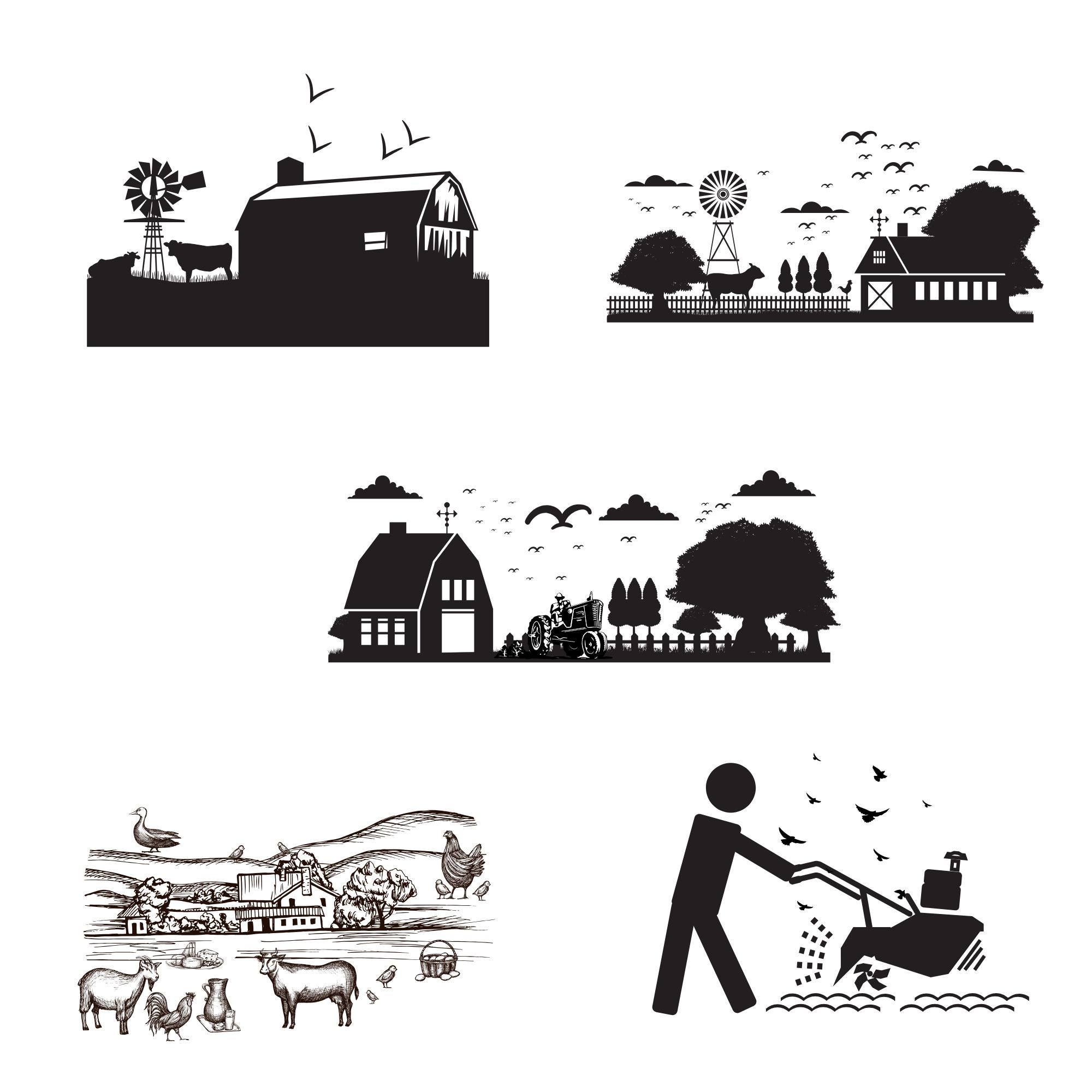 Farm Svg Bundle, Farm Life Clipart, Barn Vector, Farm Animals Decal ...