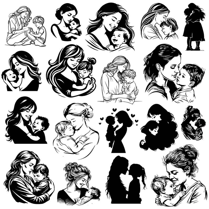 Mother and Child Svg, Mother Hugs a Baby Svg, Svg Cut Files, Mom Svg ...