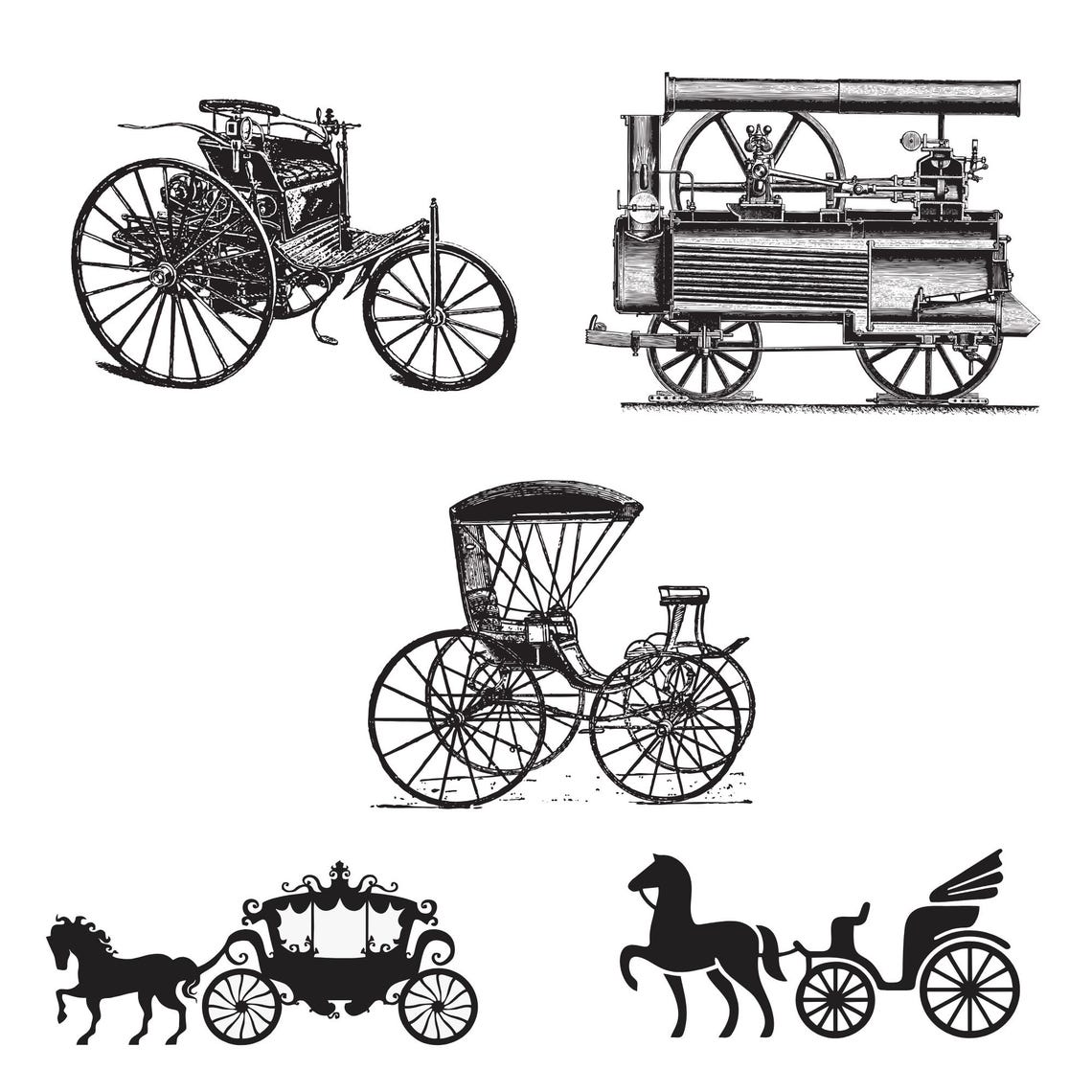 Carriage Svg Bundle, Horse Carriage Clipart, Carriage Vector, Vintage ...