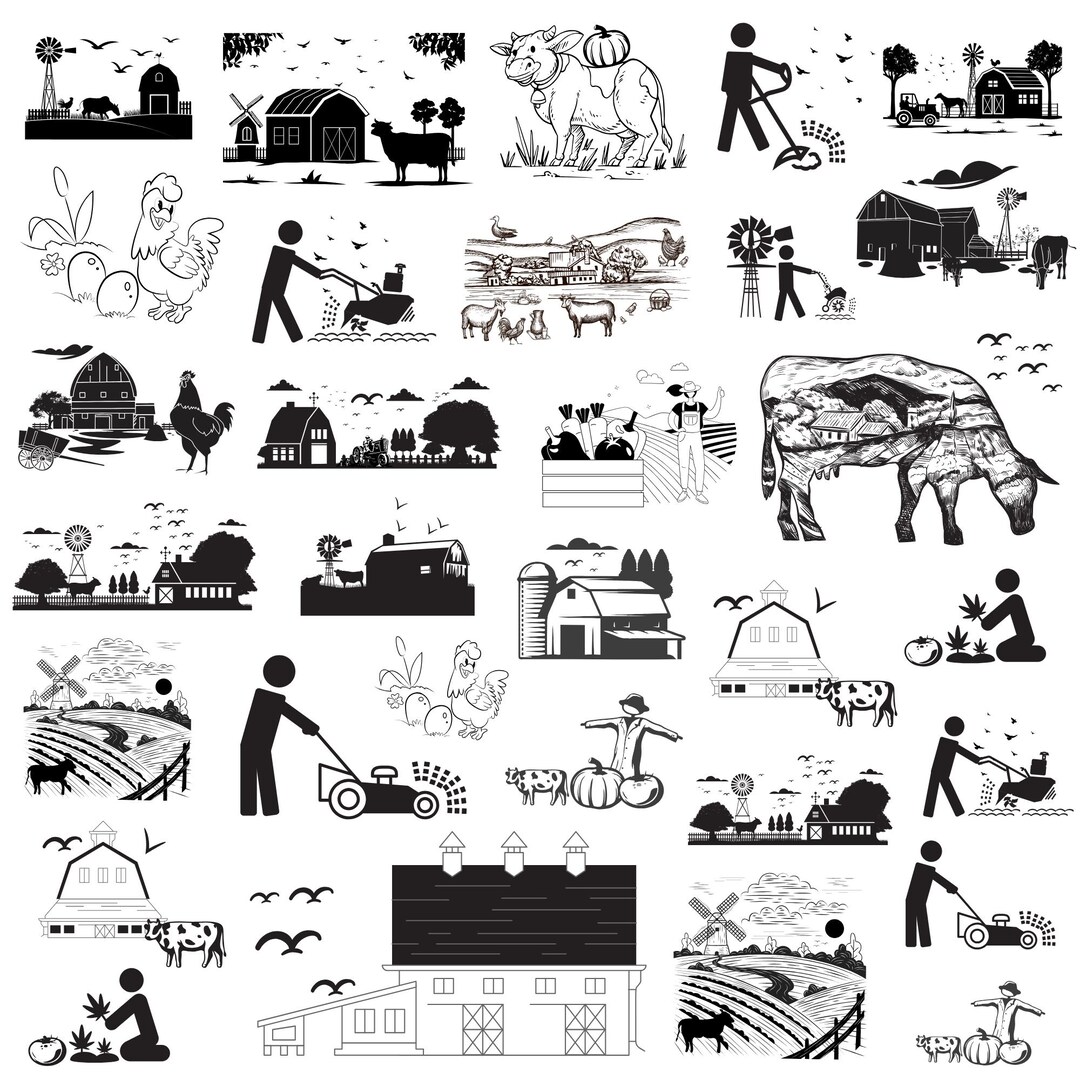 Farm Svg Bundle, Farm Life Clipart, Barn Vector, Farm Animals Decal ...