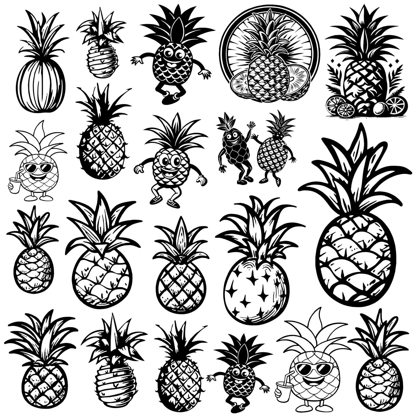 Pineapple SVG Bundle, Pineapple PNG Bundle, Pineapple Clipart ...