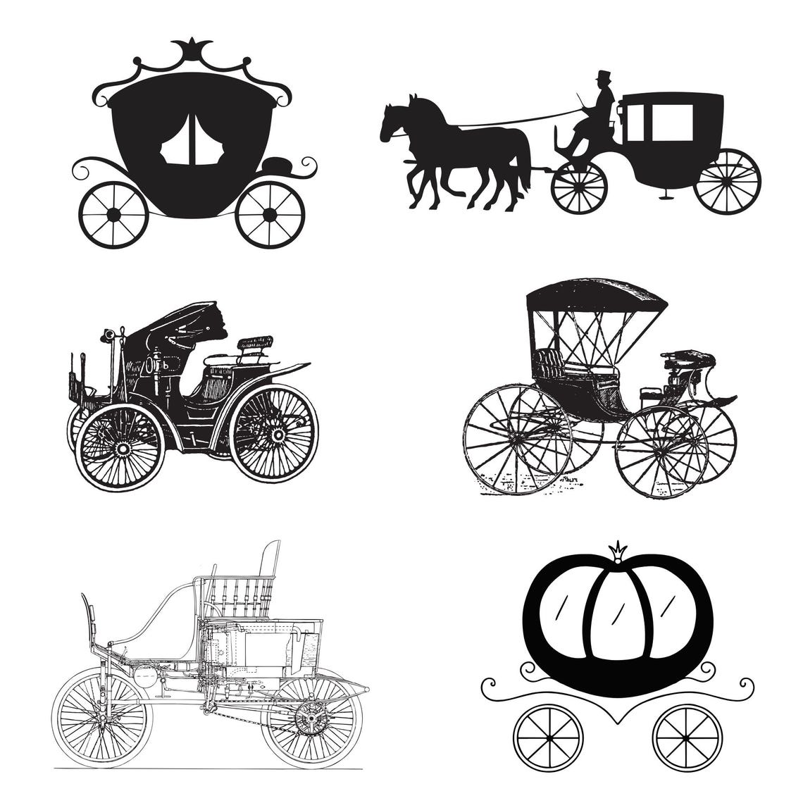 Carriage Svg Bundle, Horse Carriage Clipart, Carriage Vector, Vintage ...