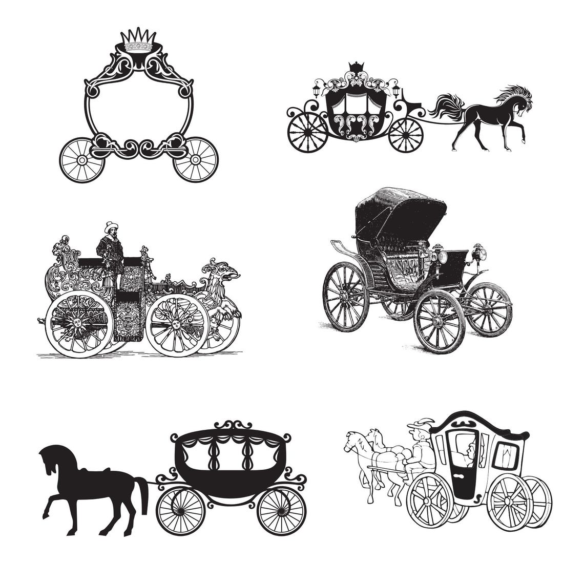 Carriage Svg Bundle, Horse Carriage Clipart, Carriage Vector, Vintage ...