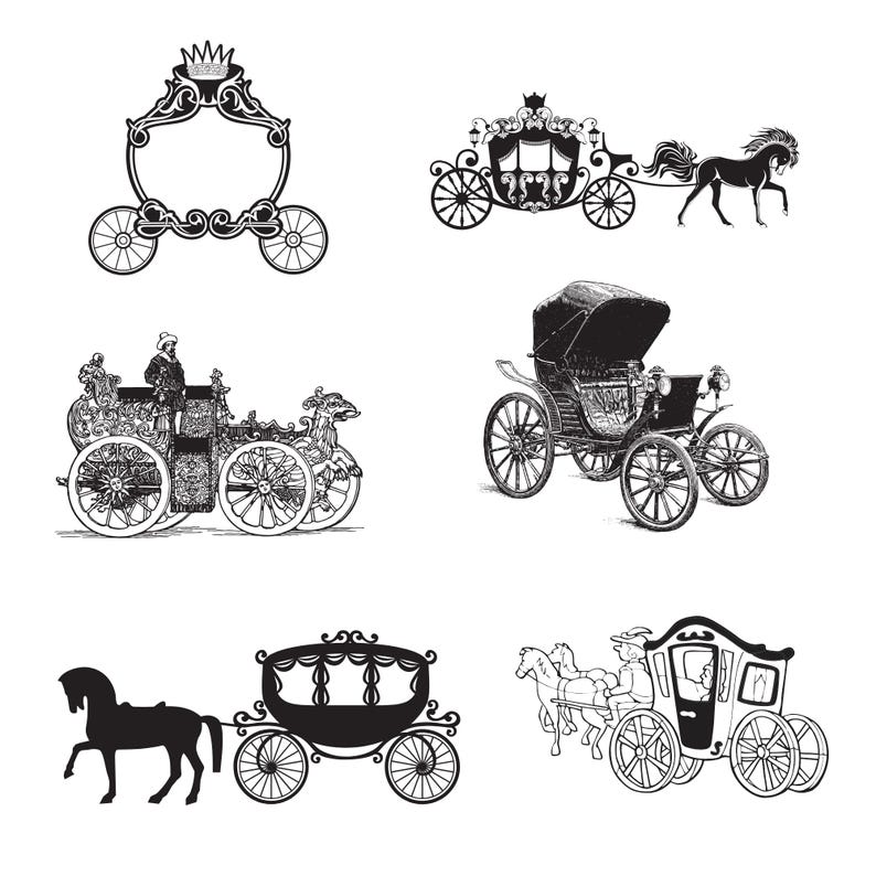 Carriage Svg Bundle, Horse Carriage Clipart, Carriage Vector, Vintage ...