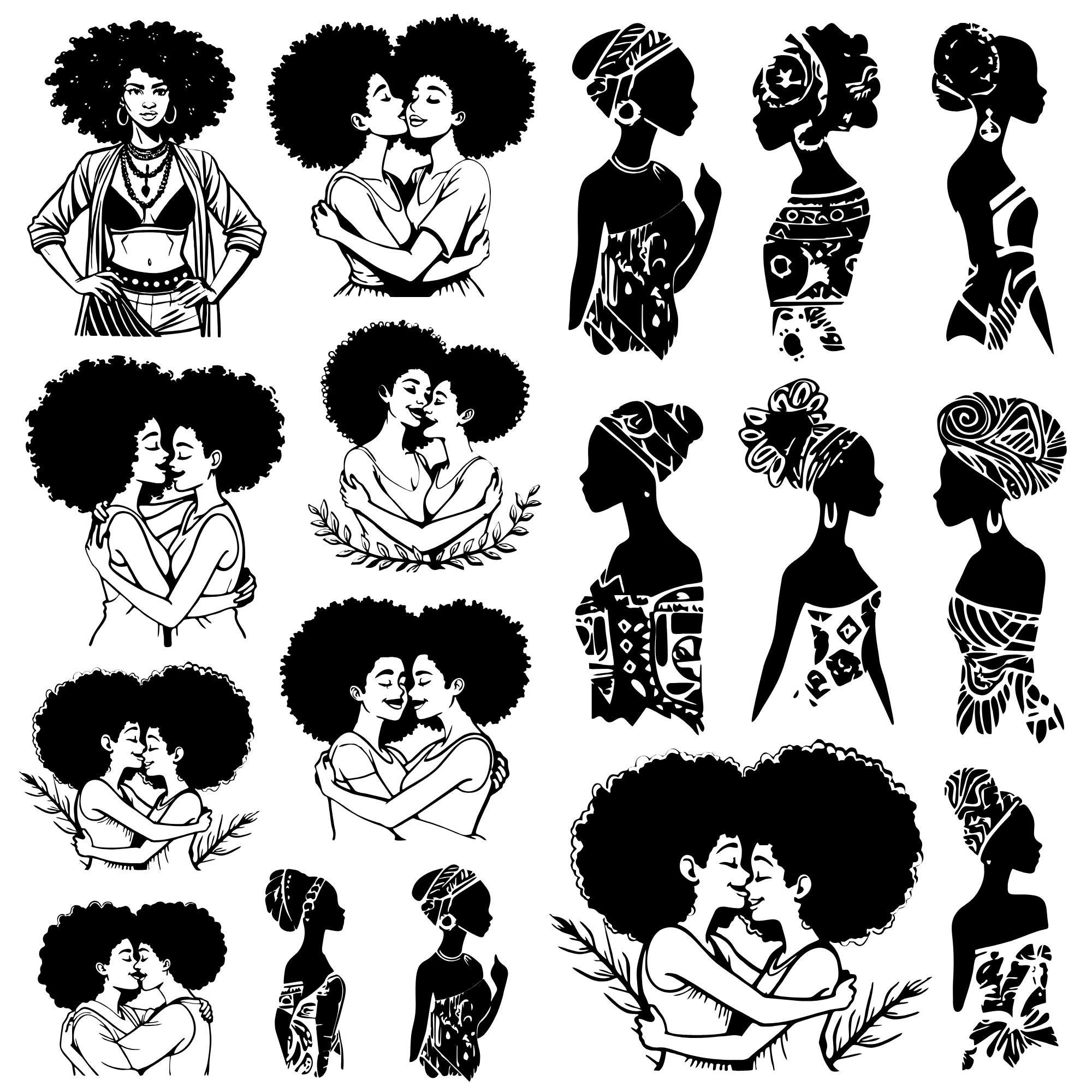 Afro Woman SVG Bundle, Afro Woman SVG, Afro Girl Svg, Afro Lady Svg ...