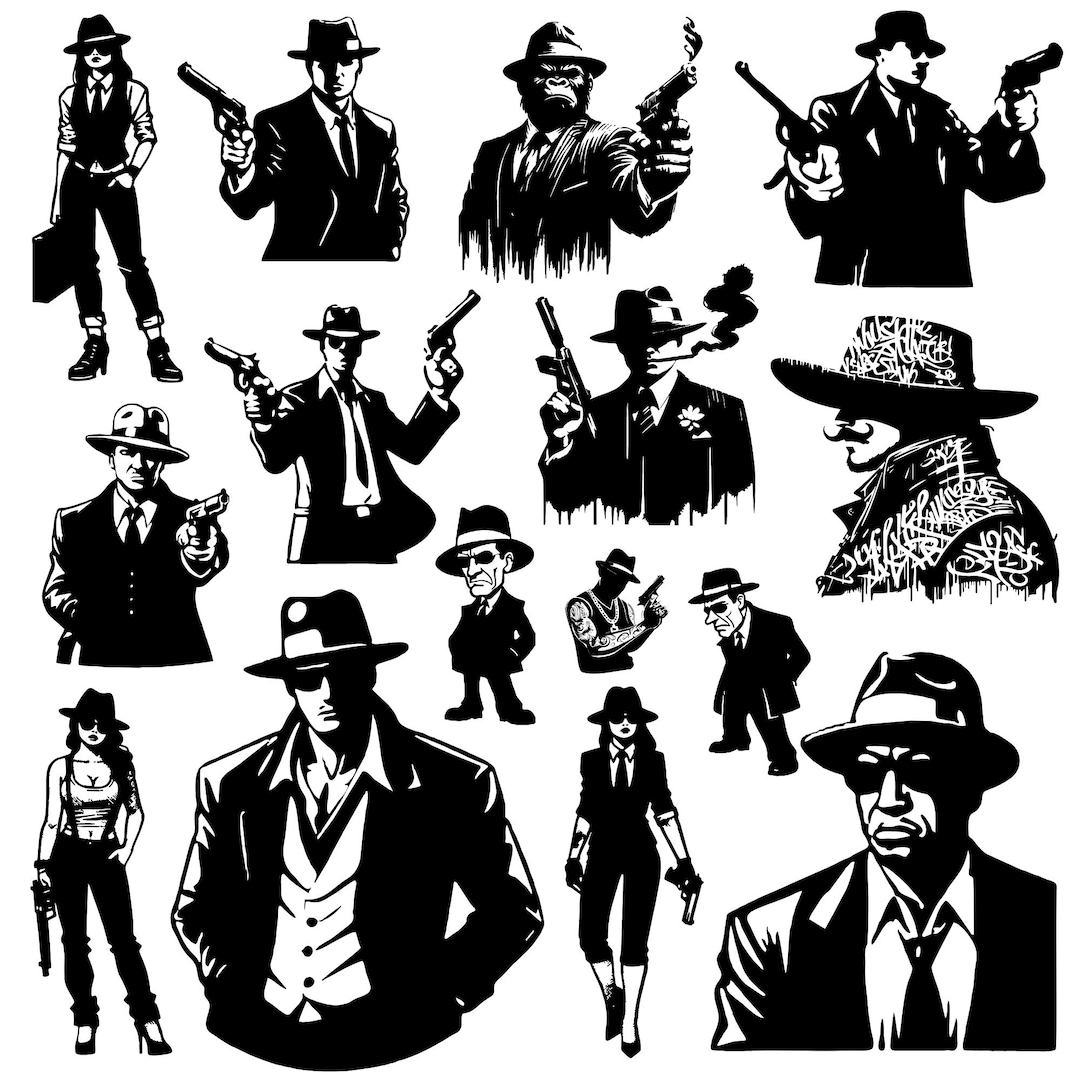 Gangster Svg Bundle, Gangster Silhouette Art, Gangster Png Decal ...
