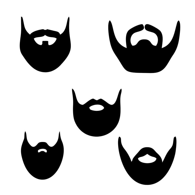 Beard Svg Bundle, Beard Clipart, Beard Face Vector, Long Beard Decal ...