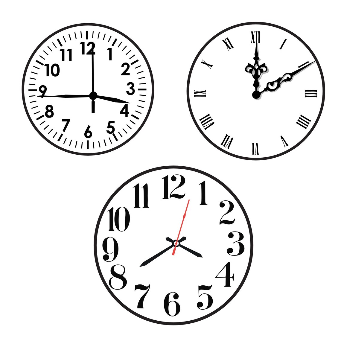 Clock Face Svg Bundle, Clock Clipart, Clock Numbers Vector, Roman ...