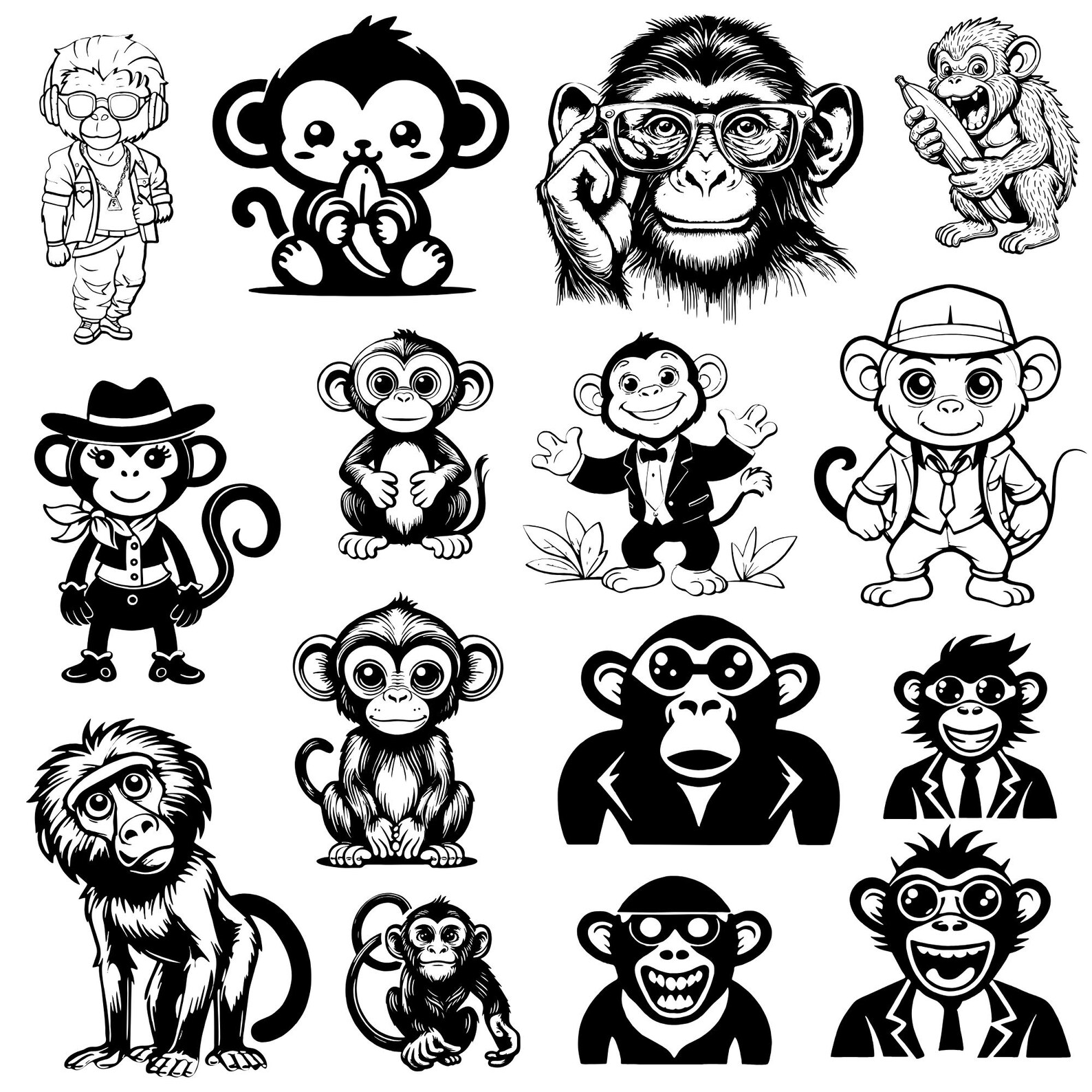 Monkey Svg, Monkey Bundle, Monkey Clipart, Monkey Png, Monkey Cut Files ...