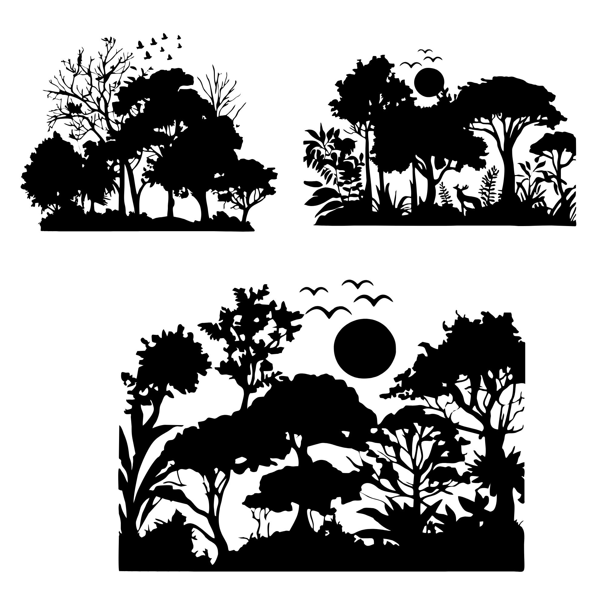 Forest Landscape SVG, Forest Scene Svg, Forest Silhouette Svg, Instant ...