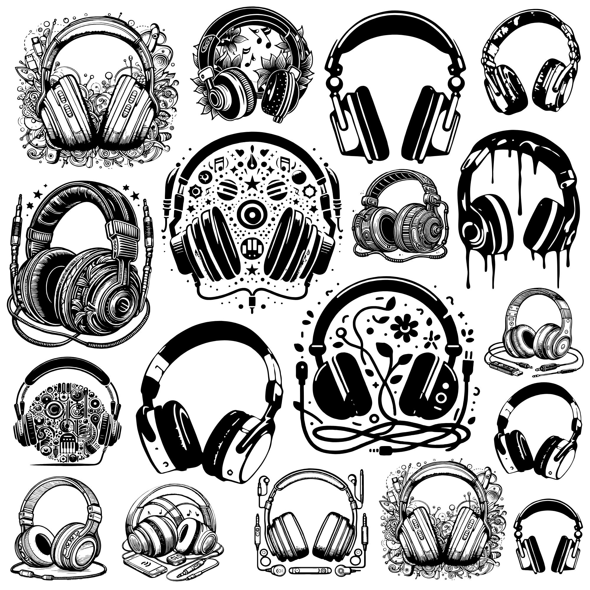 Headphones Svg Bundle, Headset Clipart, Music Headphones Vector ...