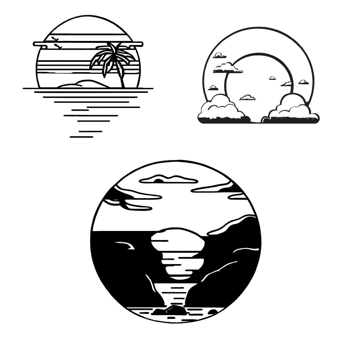 Sunset Svg Bundle, Sunrise Scene Clipart, Sunset Vector, Sunrise Decal ...
