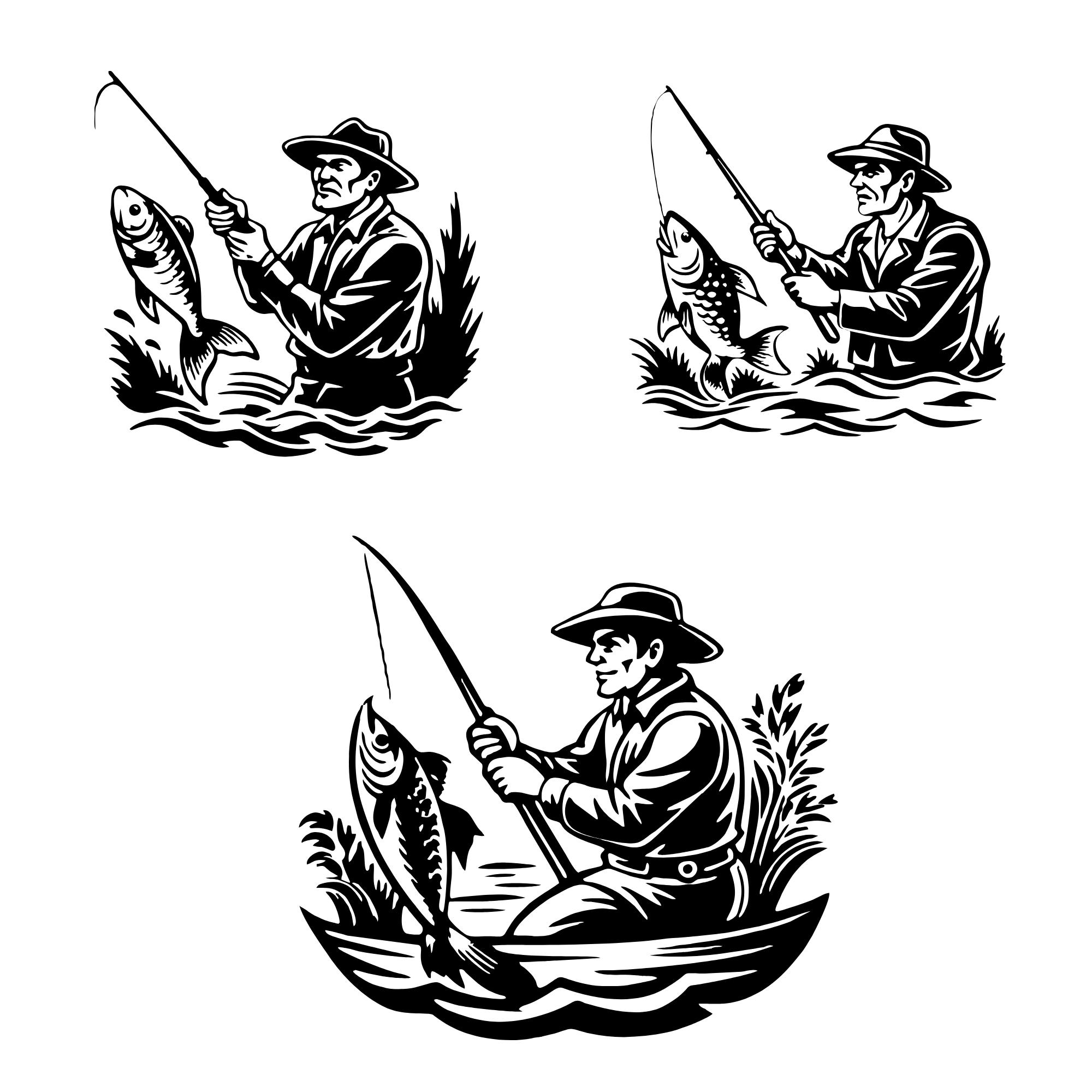 Fisherman Svg Bundle, Fishing Clipart, Fisherman Vector, Fishing Decal ...