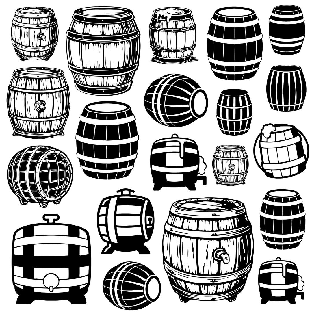 Barrel Svg Bundle, Barrel Clipart, Wood Barrel Vector, Barrel Decal ...