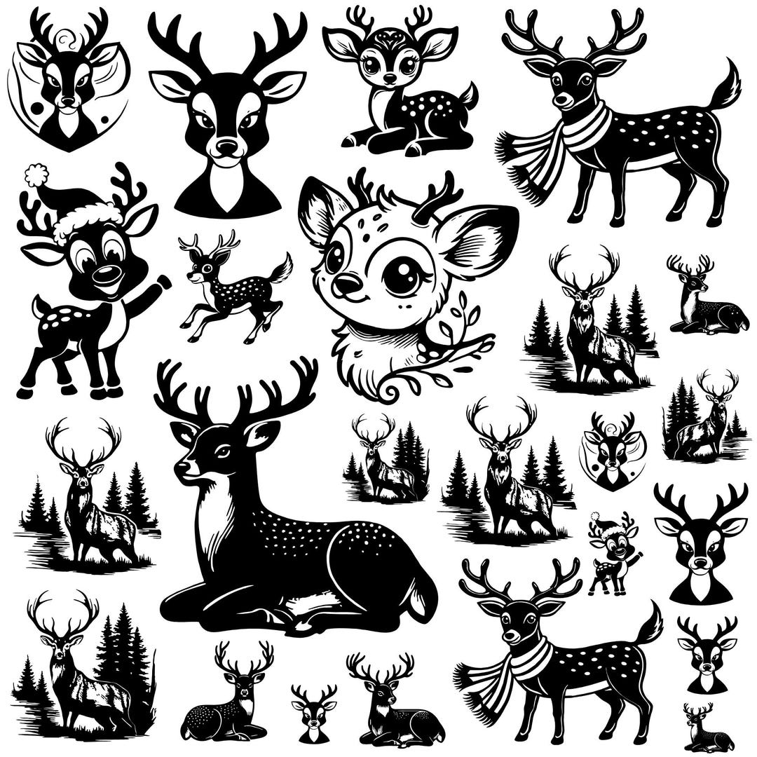 Deer Svg Bundle, Woodland Animal Svg Files for Cricut, Reindeer Svg ...
