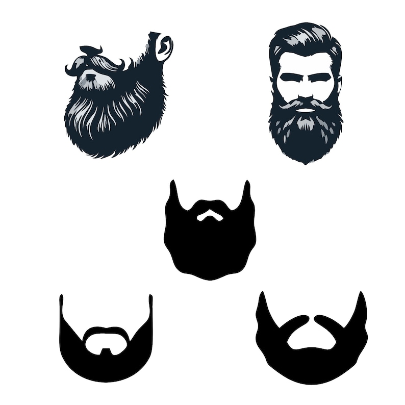 Beard Svg Bundle, Beard Clipart, Beard Face Vector, Long Beard Decal ...