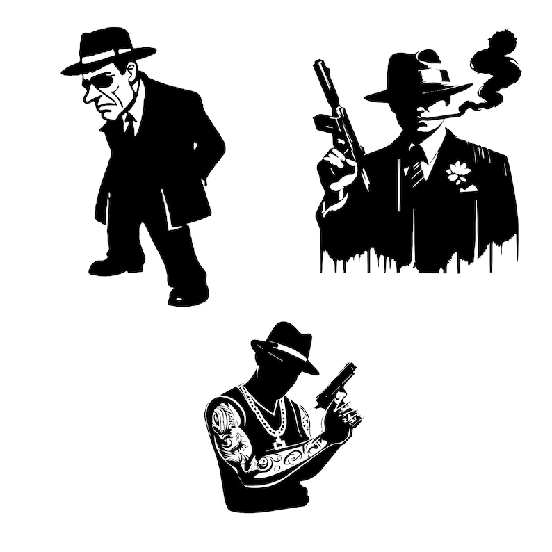 Gangster Svg Bundle, Gangster Silhouette Art, Gangster Png Decal ...